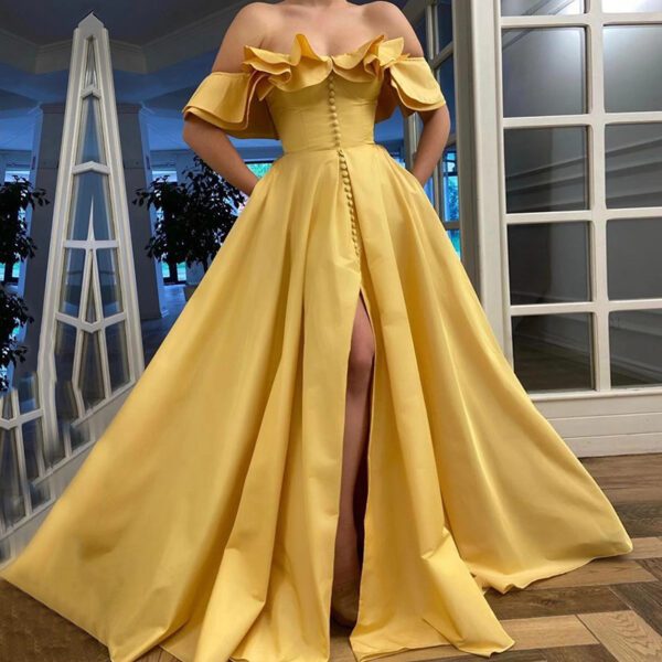 Fashion Off The Shoulder Prom Dress Sexy Split Design Long Evening ...