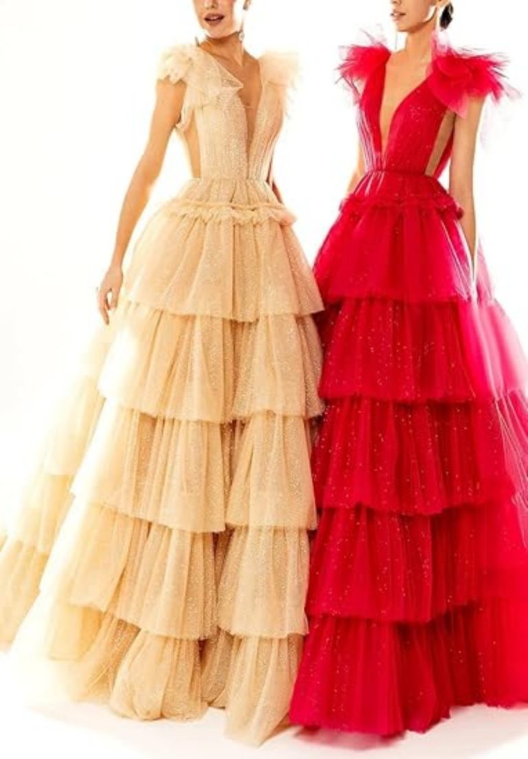 Be the first to review “Tulle Women’s Multi-Layer V Neck Formal Long ...